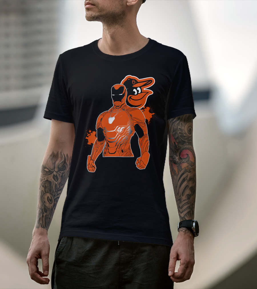 Iron Man And Baltimore Orioles Mashup T-Shirt