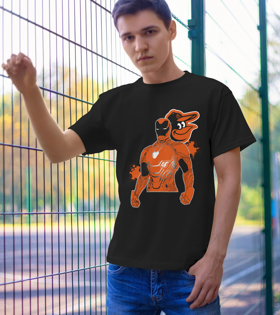 Iron Man And Baltimore Orioles Mashup T-Shirt