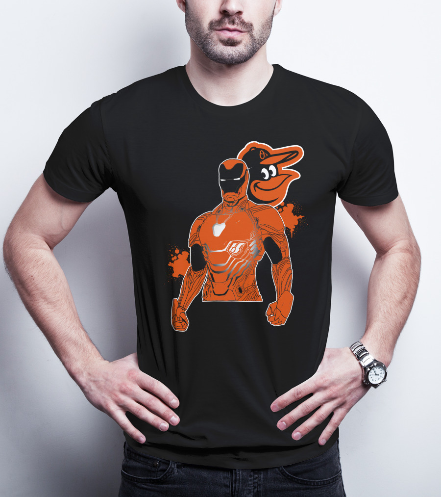 Iron Man And Baltimore Orioles Mashup T-Shirt