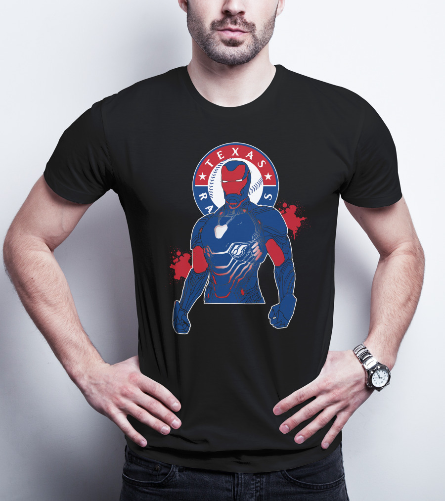 Iron Man Texas Rangers Baseball Fusion T-Shirt