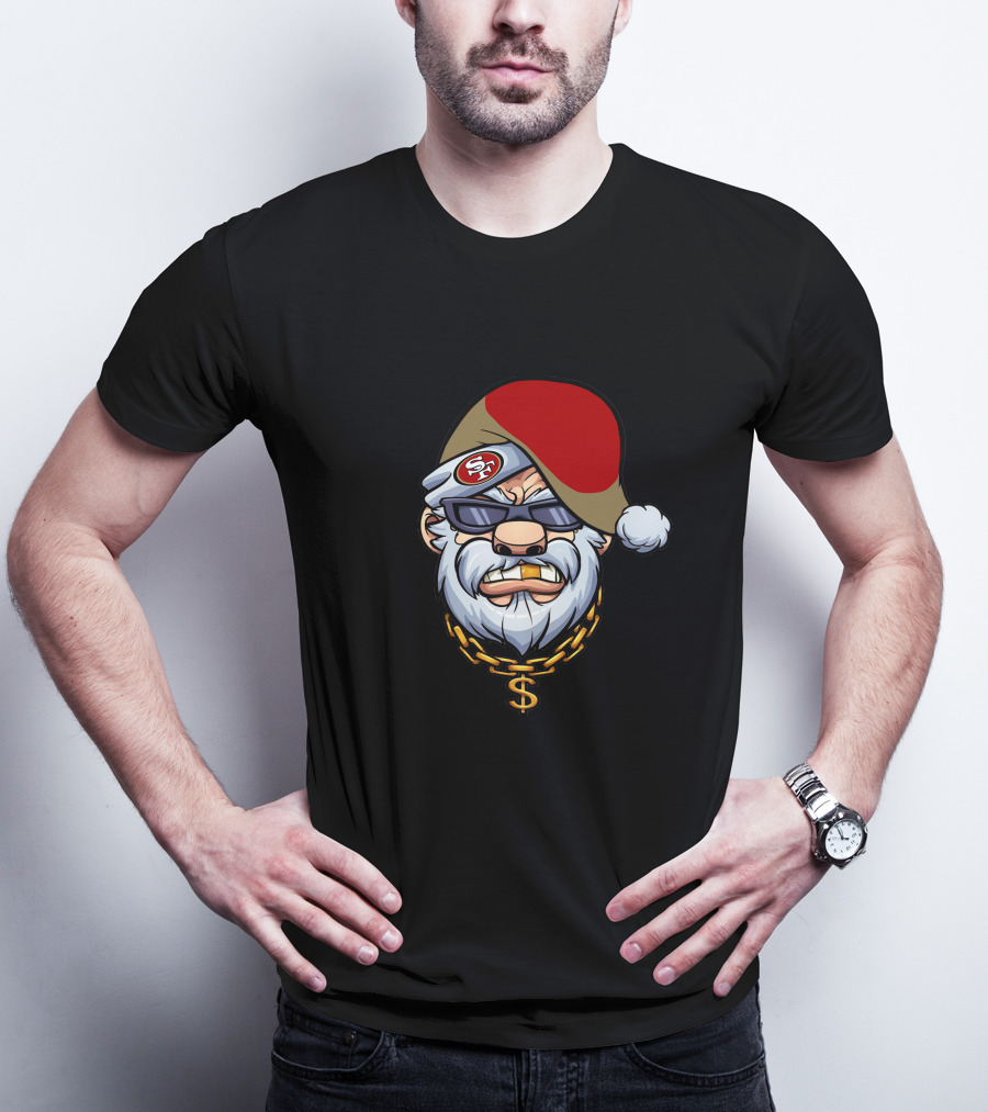 49ers Santa Gangster Chains And Shades T-Shirt