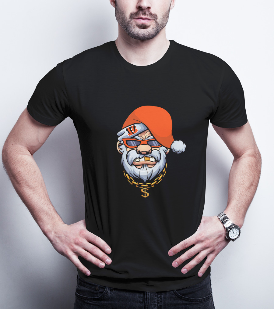 Bengals Santa Cool Shades And Chain T-Shirt