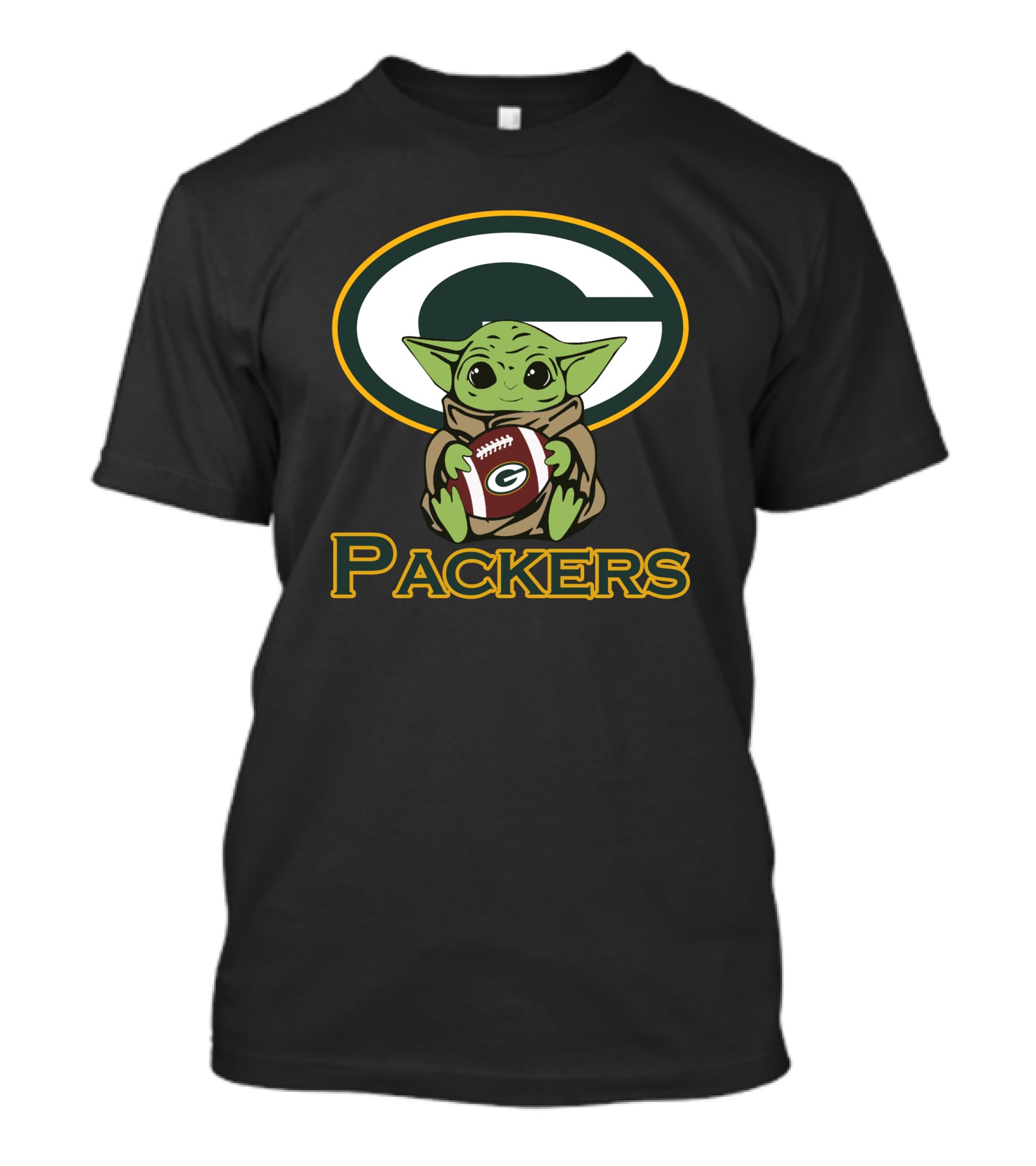 Packers Baby Yoda Star Wars Football Oval T-Shirt