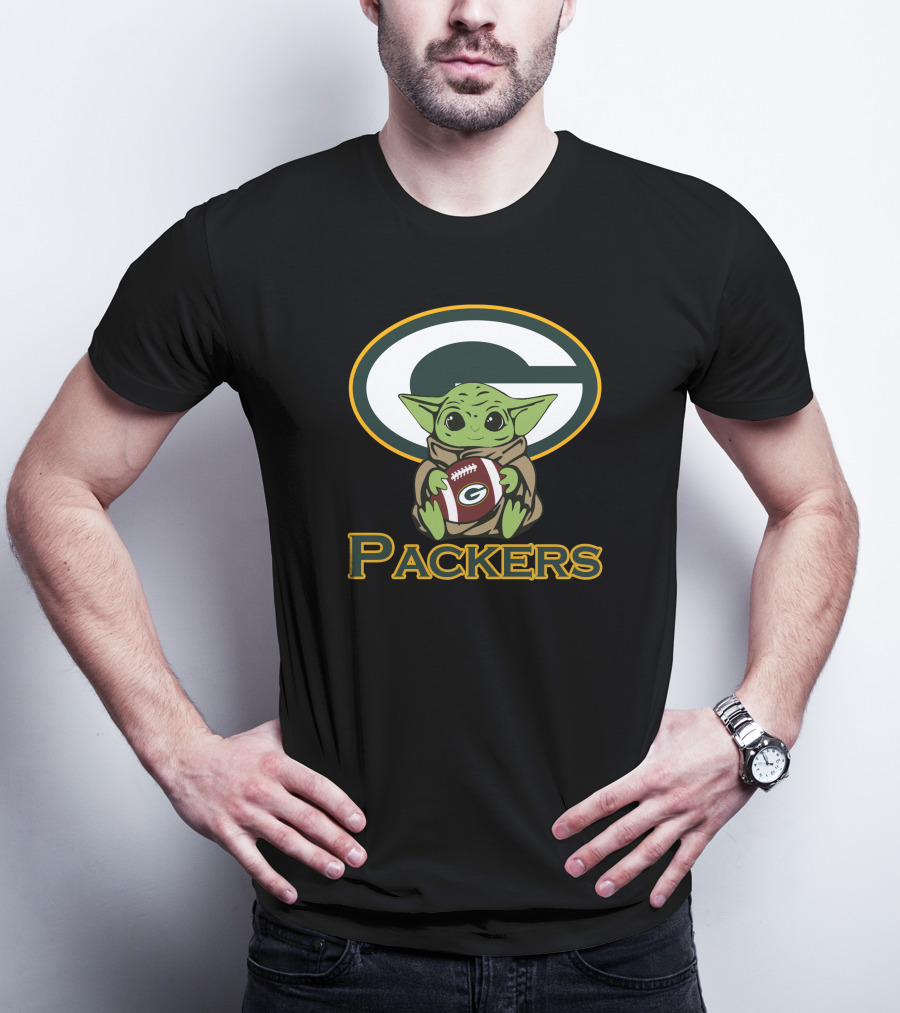 Packers Baby Yoda Star Wars Football Oval T-Shirt