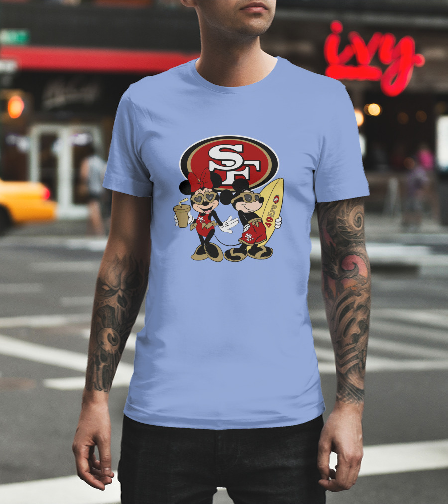 49ers Mickey Minnie Surfing Vacation Sf T-Shirt