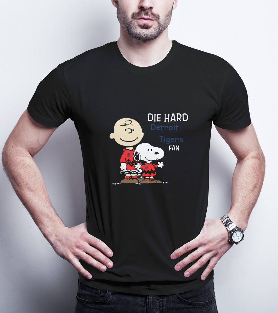 Die Hard Detroit Tigers Fan Snoopy And Charlie Brown T-Shirt