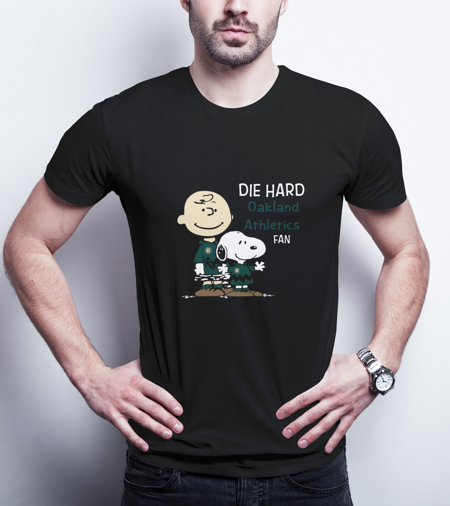 Die Hard Oakland Athletics Fan Snoopy And Charlie Brown T-Shirt
