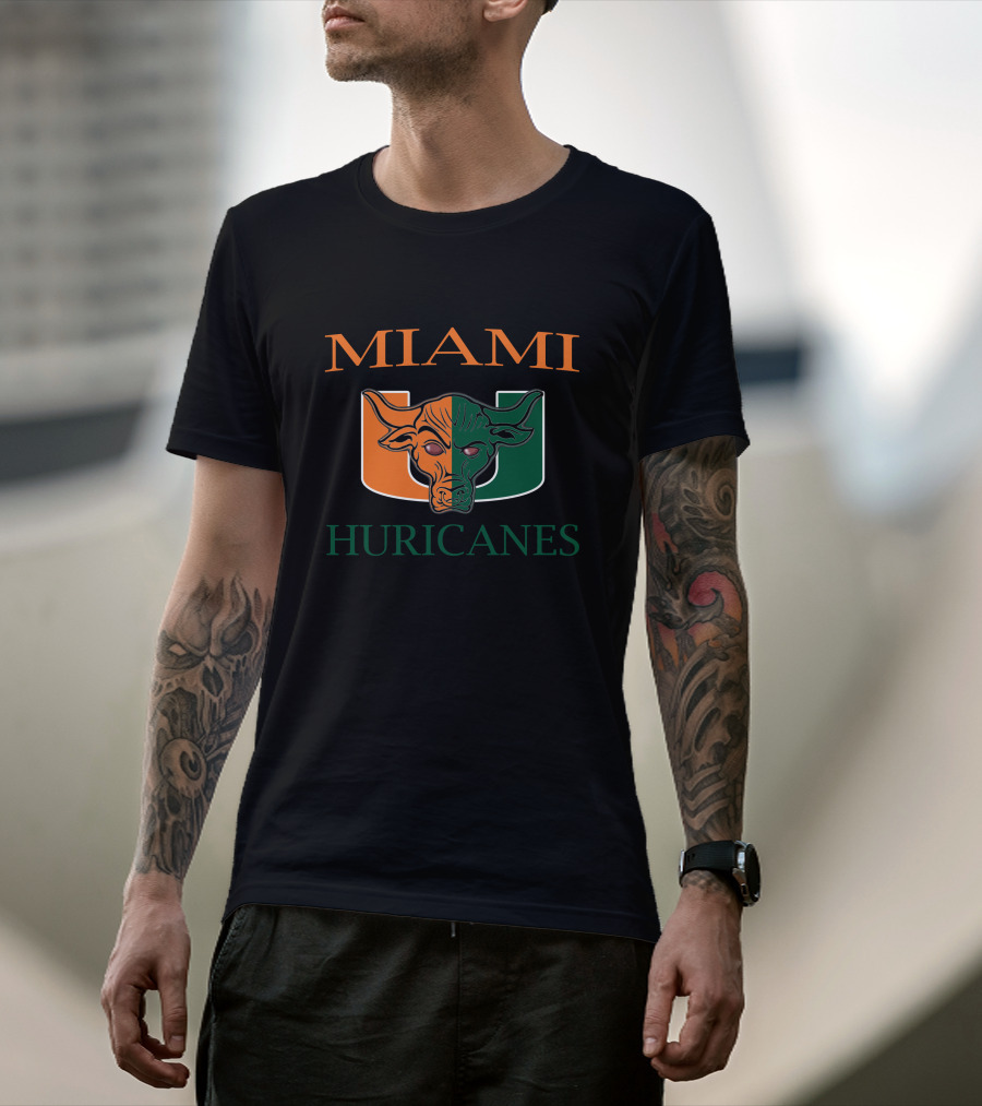 Miami Hurricanes U Logo Bull Head T-Shirt