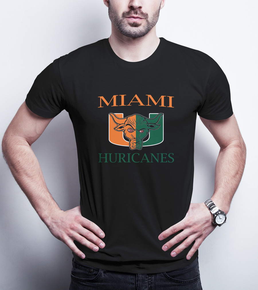 Miami Hurricanes U Logo Bull Head T-Shirt
