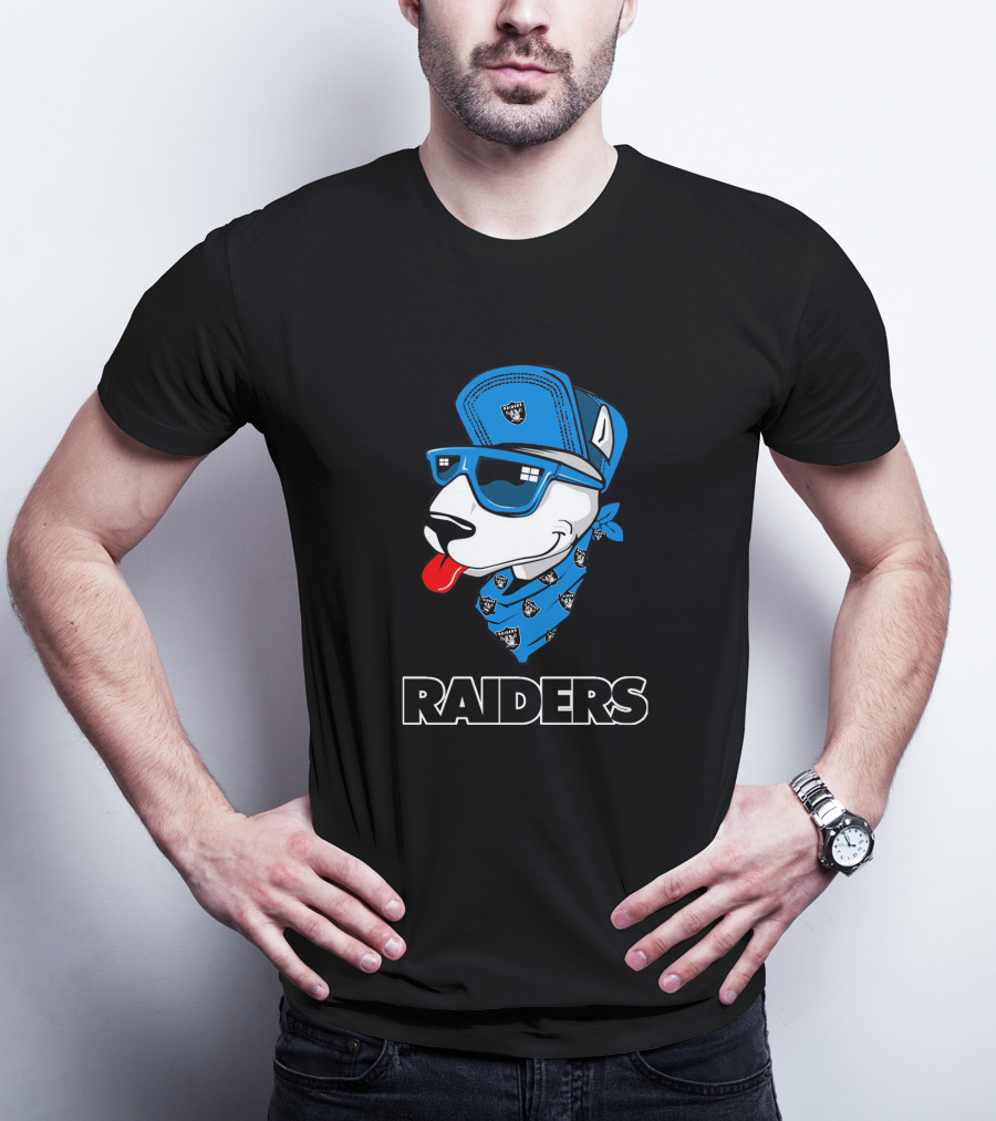 Raiders Bull Terrier Cool Blue Bandana And Cap T-Shirt