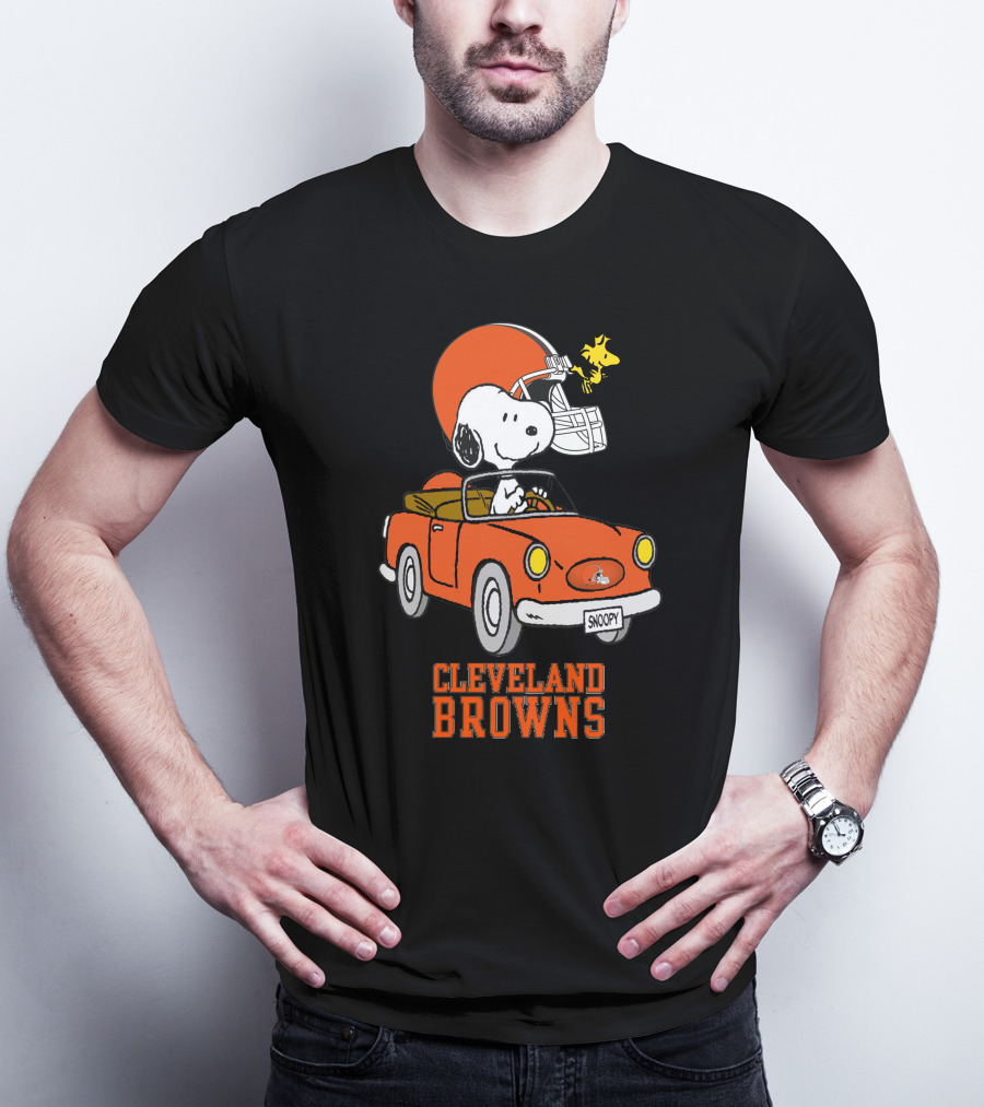 Cleveland Browns Snoopy Driving Football Adventure T-Shirt