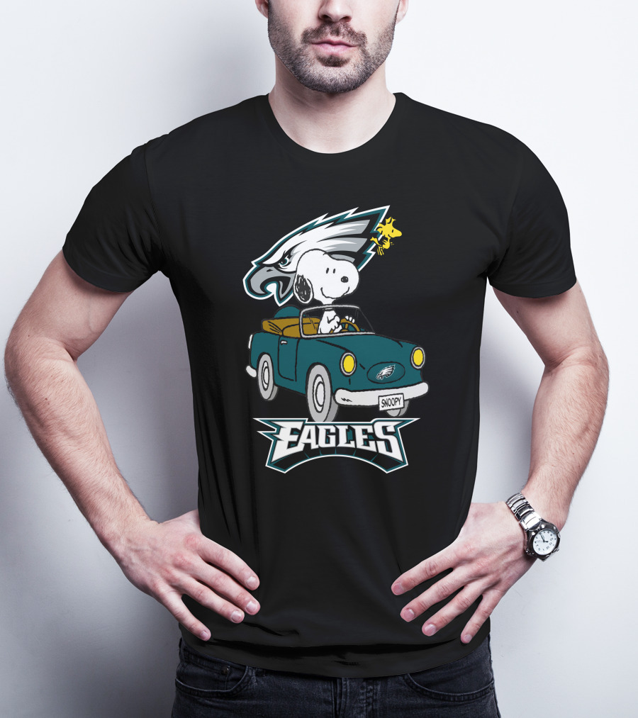 Philadelphia Eagles Snoopy Woodstock Driving Fun T-Shirt