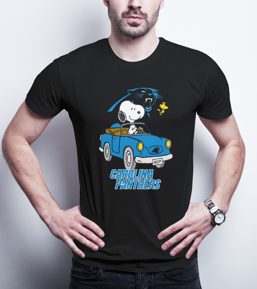 Carolina Panthers Snoopy Driving Adventure T-Shirt
