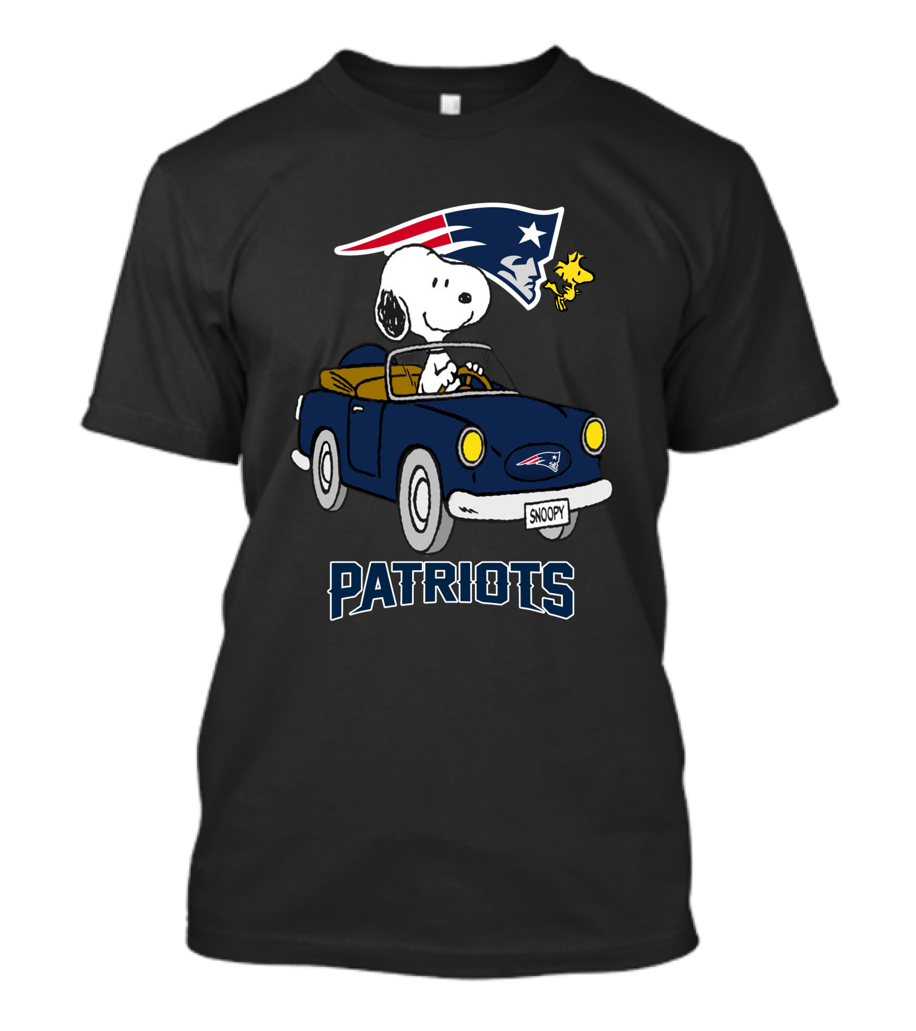 Snoopy Patriots Ride With Woodstock Football Car T-Shirt