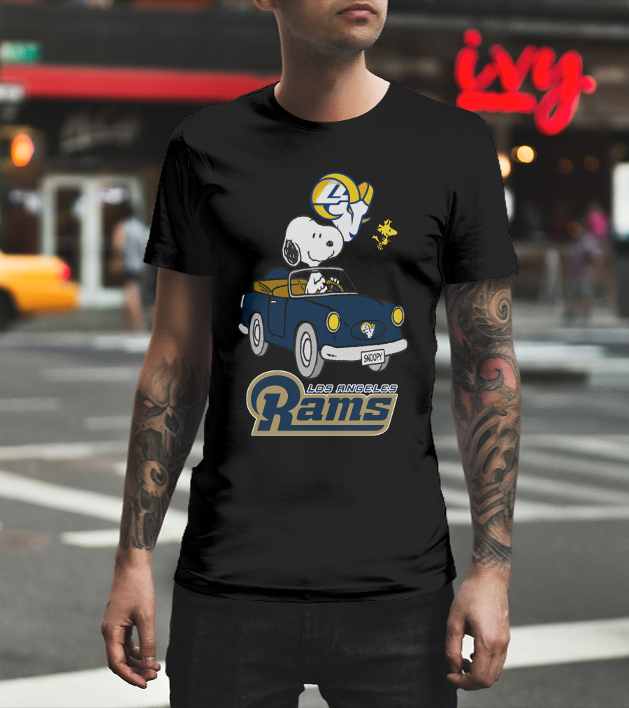Los Angeles Rams Snoopy Driving With Woodstock T-Shirt