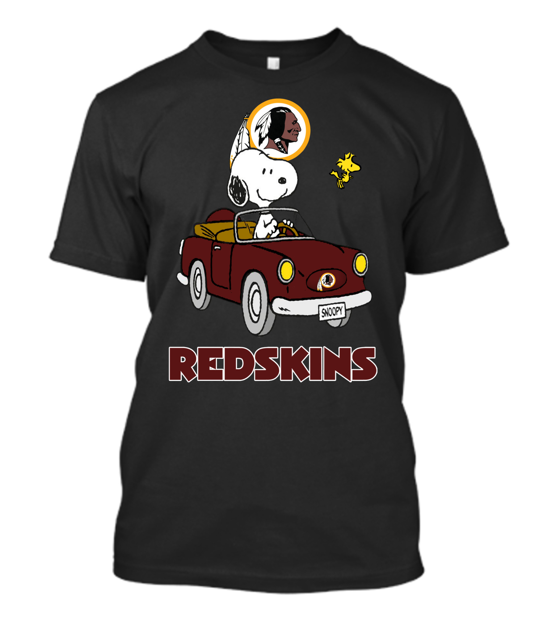 Snoopy Redskins Car Ride With Woodstock T-Shirt
