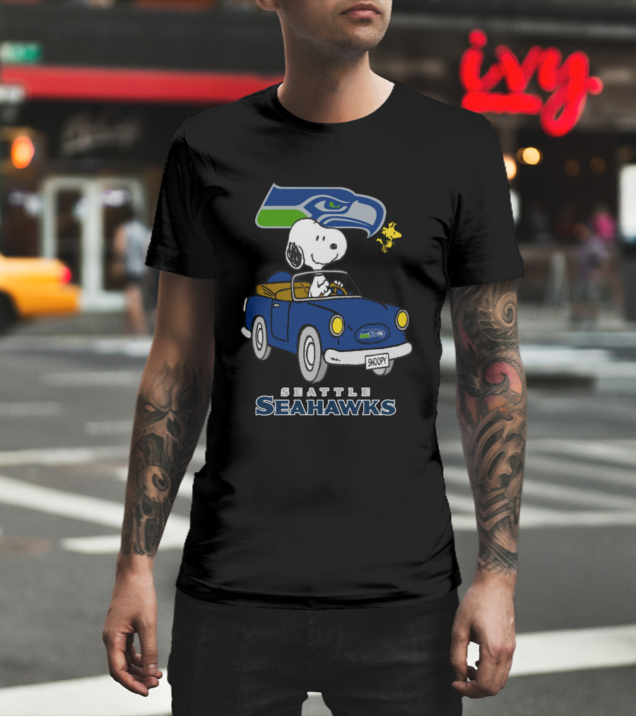 Snoopy Seattle Seahawks Long Ride Adventure T-Shirt