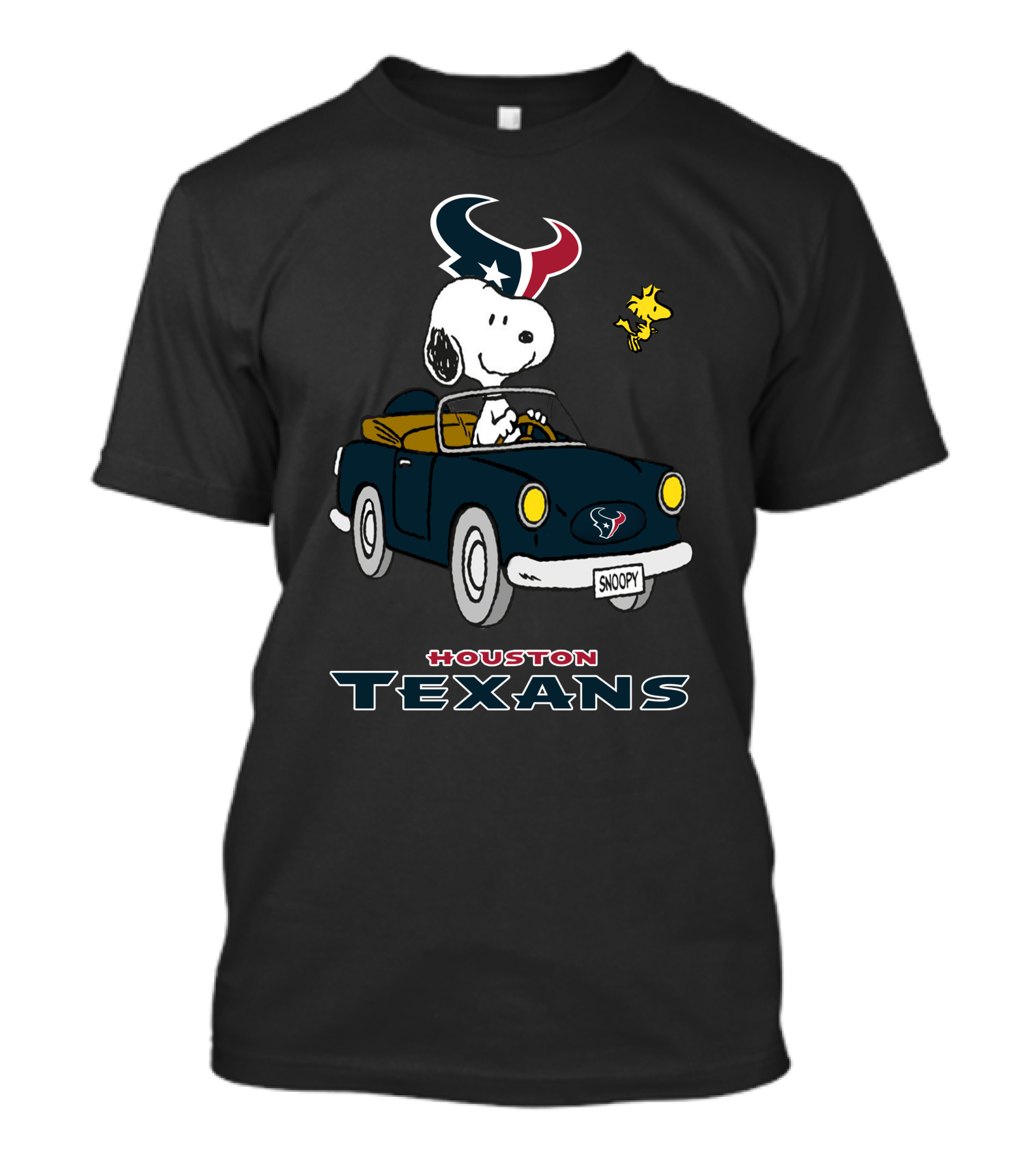 Houston Texans Snoopy Driving Car With Woodstock T-Shirt