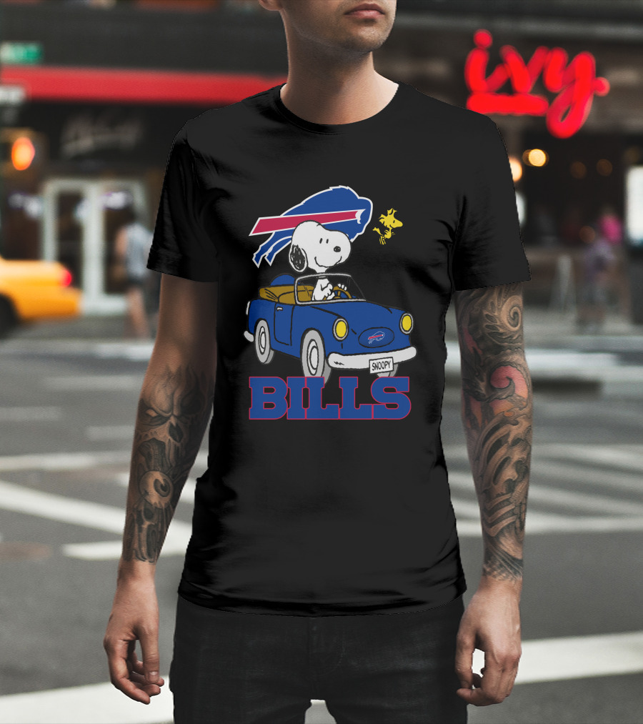 Buffalo Bills Snoopy Driving Woodstock NFL Peanuts T-Shirt