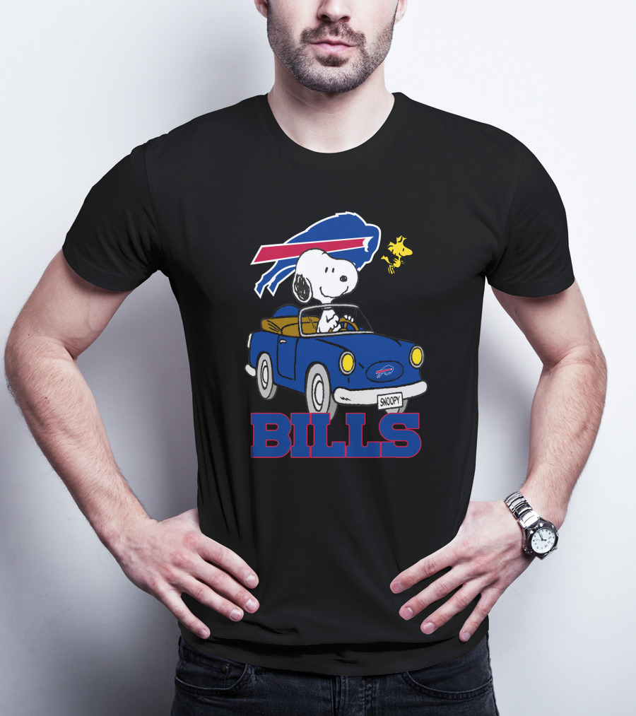 Buffalo Bills Snoopy Driving Woodstock NFL Peanuts T-Shirt