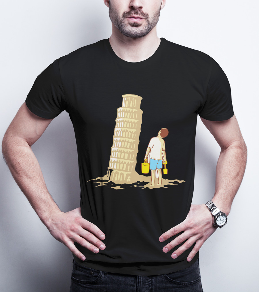Sandcastle Builder Leaning Tower Of Pisa Summer Fun T-Shirt