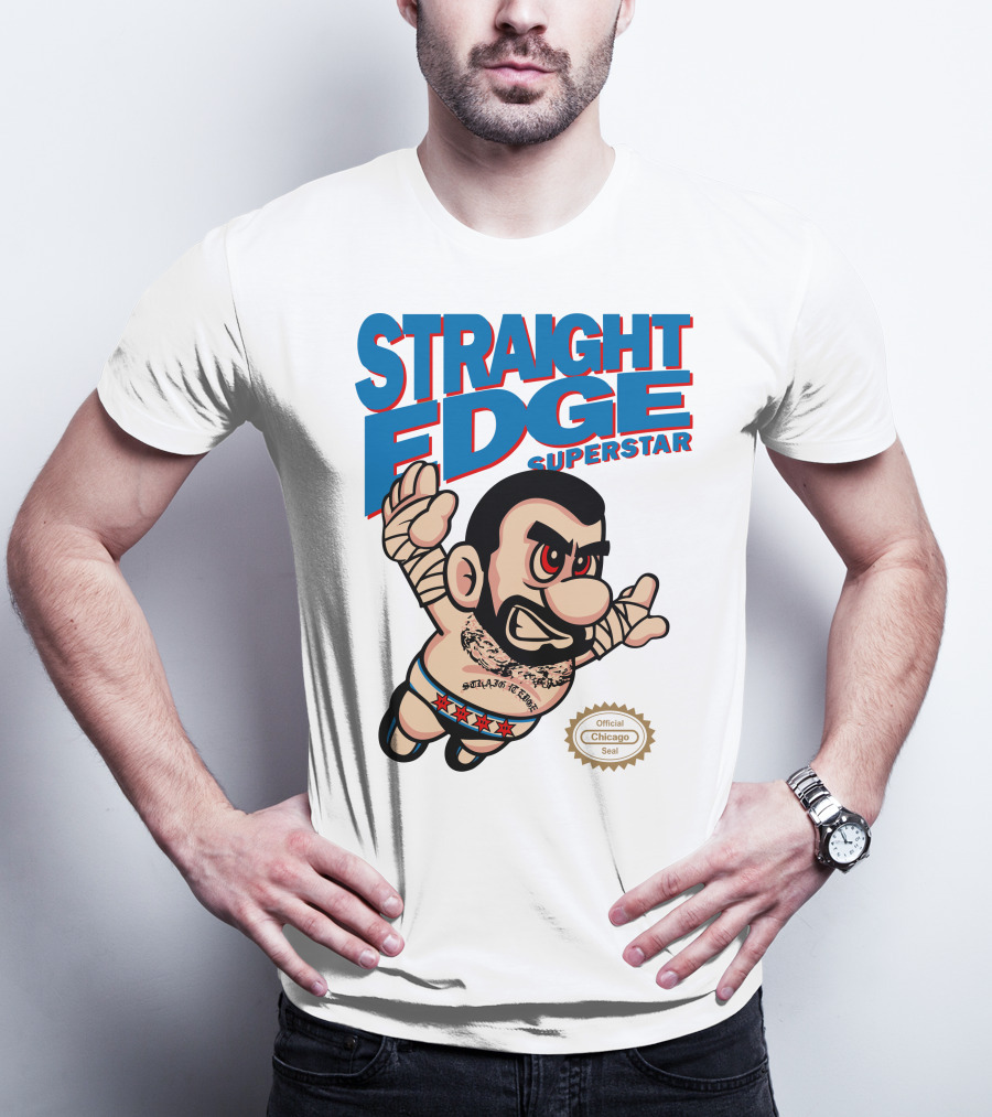 Straight Edge Superstar CM Punk Mario Official Chicago Seal T-Shirt