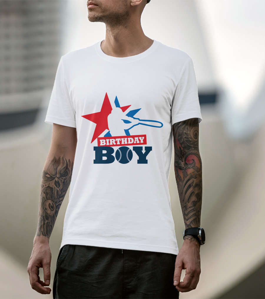 Birthday Boy Baseball Silhouette Star T-Shirt