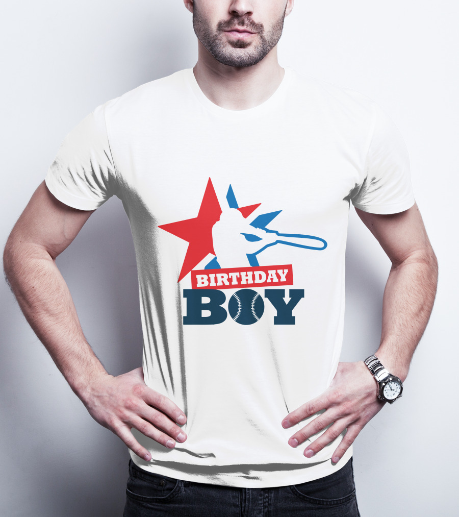 Birthday Boy Baseball Silhouette Star T-Shirt
