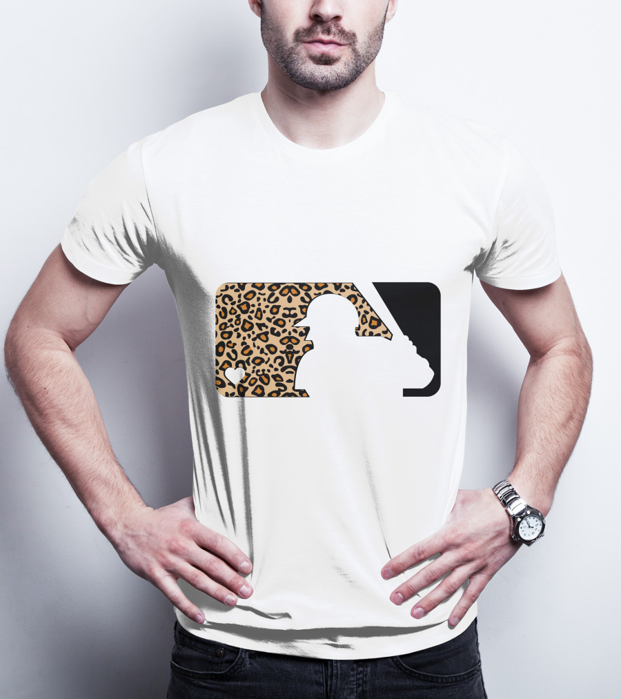 MLB Baseball Leopard Print Batter Silhouette Sublimated T-Shirt