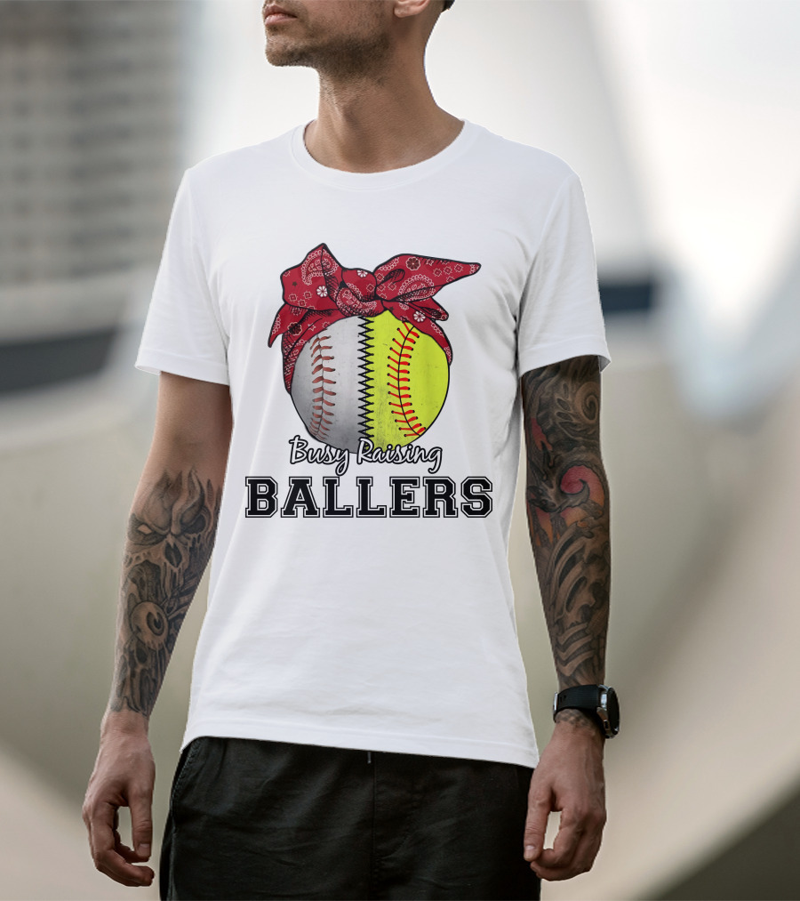 Busy Raising Baseball And Softball Ballers Bandana T-Shirt