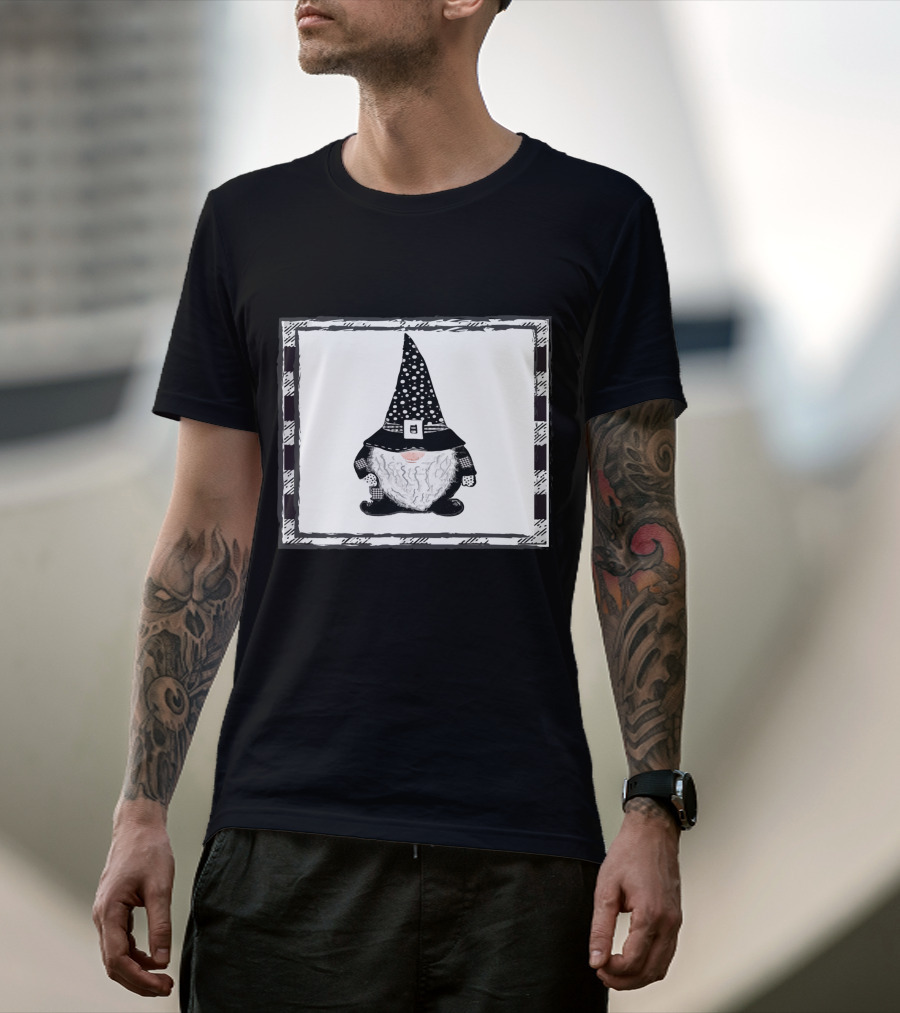 Gnome Black And White Polka Dot Hat Belted T-Shirt