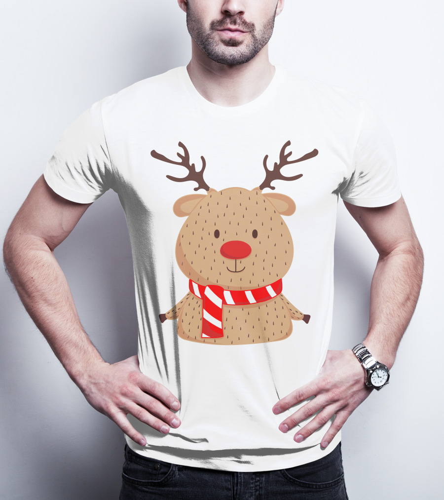 Baby Reindeer In Festive Winter Scarf T-Shirt