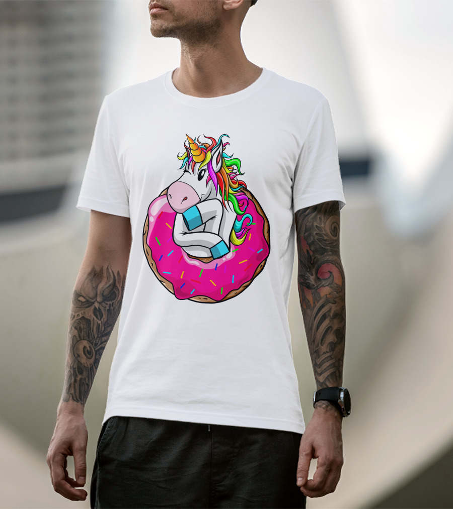 Baby Unicorn Inside Pink Sprinkled Donut T-Shirt