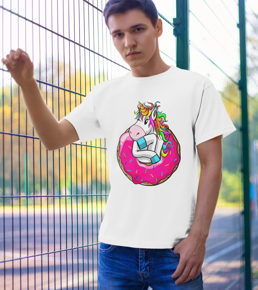 Baby Unicorn Inside Pink Sprinkled Donut T-Shirt
