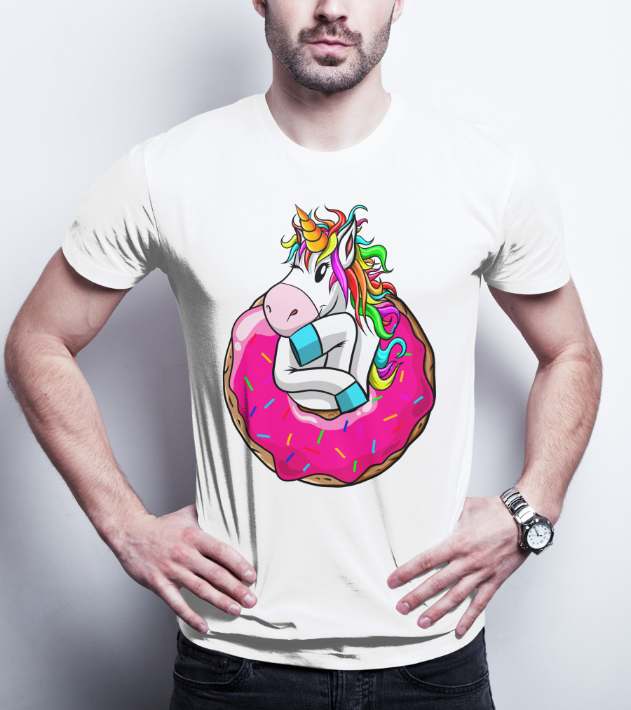 Baby Unicorn Inside Pink Sprinkled Donut T-Shirt