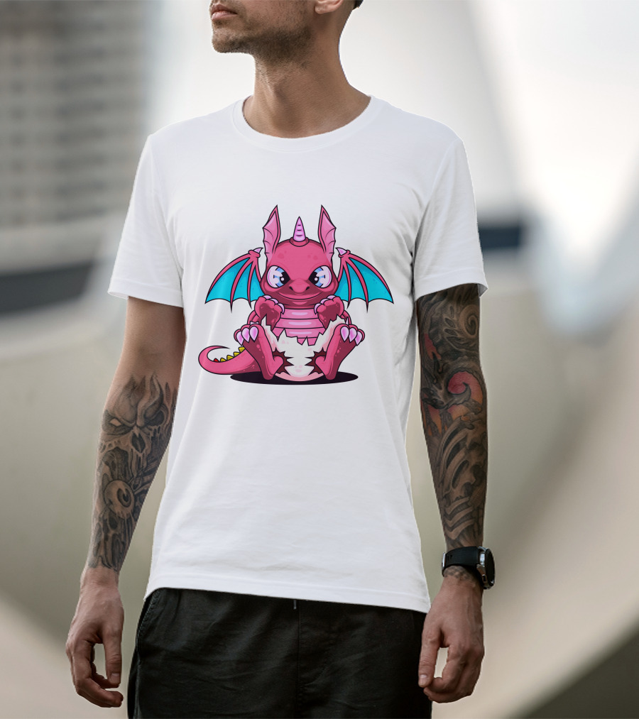Pink Dragon Cute Cerulean Winged Hatchling T-Shirt