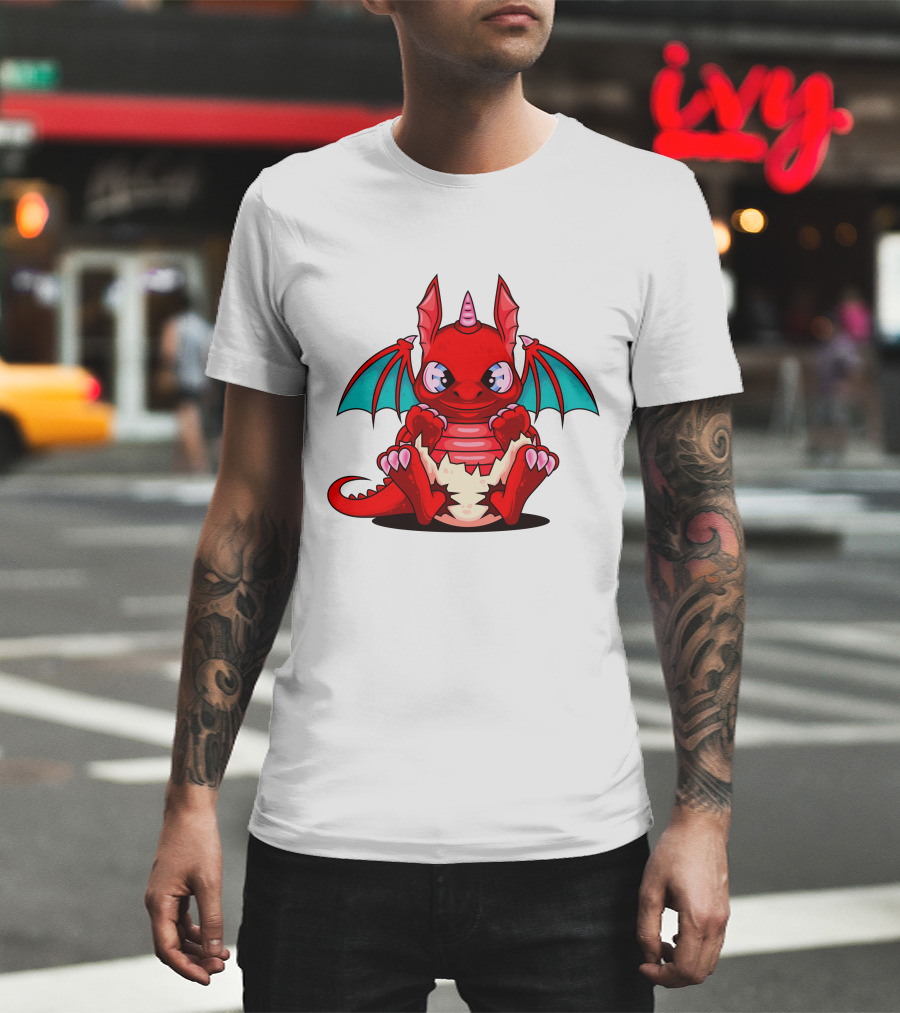 Red Cute Dragon Demon Fantasy Creature T-Shirt