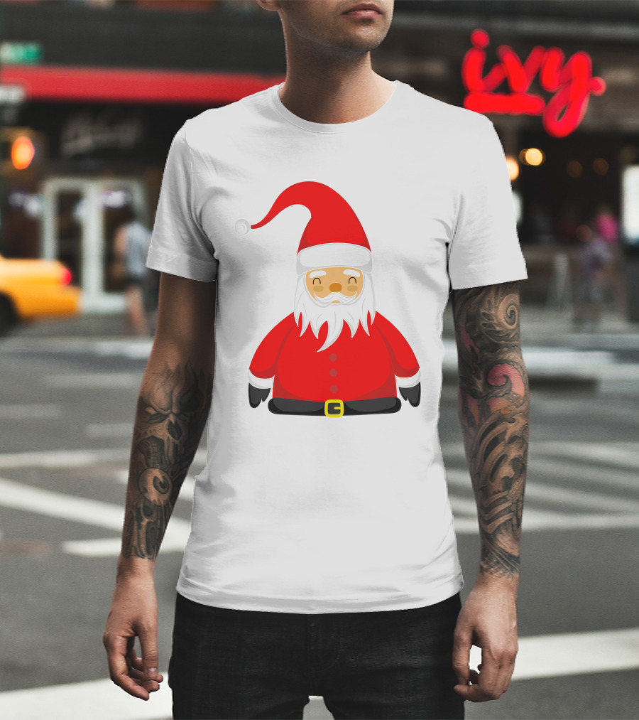 Santa Claus Outfit On Christmas Cartoon T-Shirt