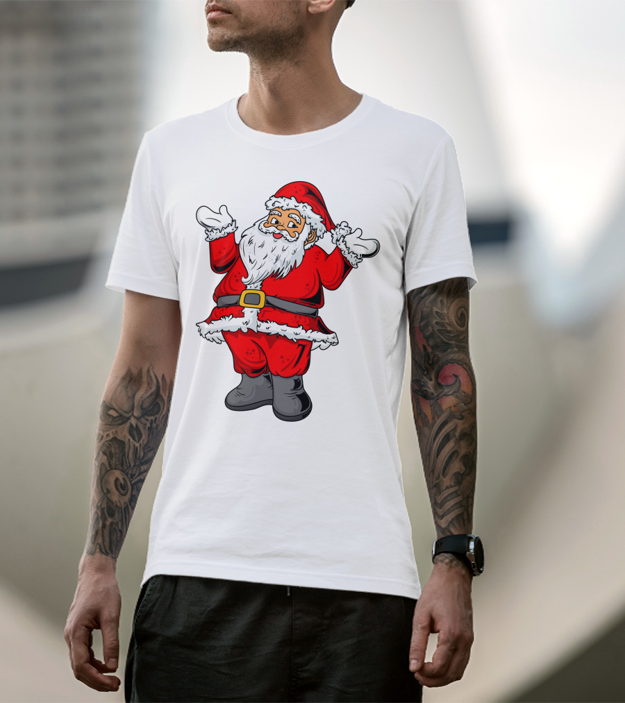 Funny Santa Claus Hands Up In Classic Red Suit T-Shirt