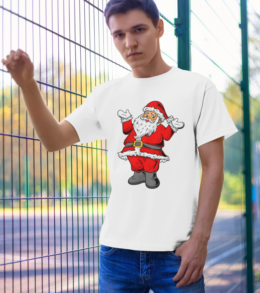 Funny Santa Claus Hands Up In Classic Red Suit T-Shirt