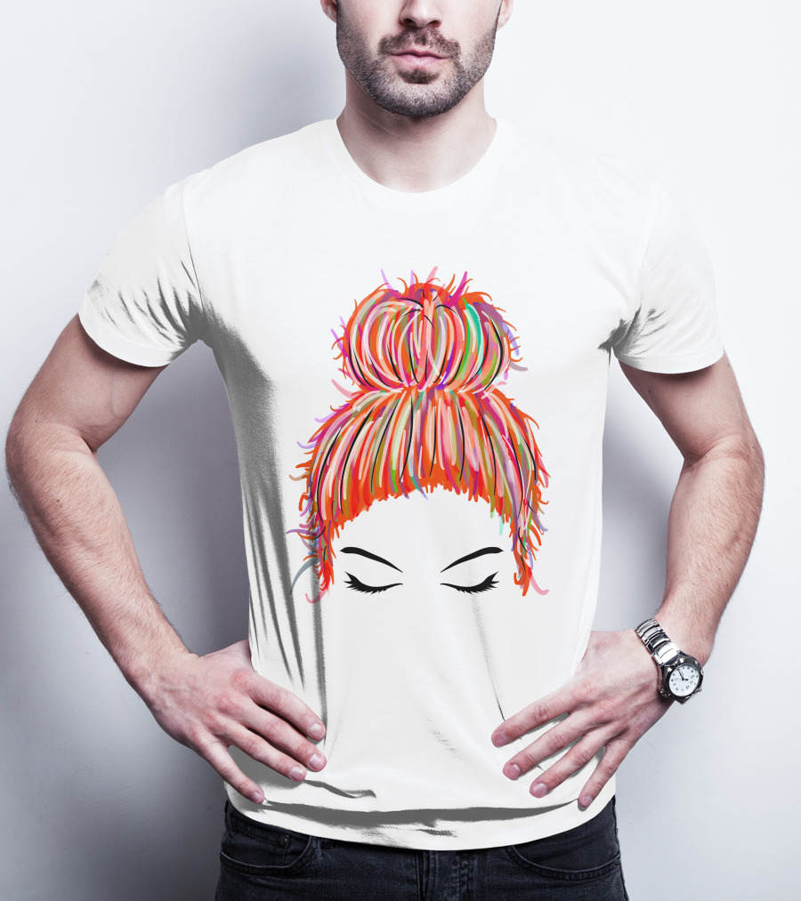 Messy Bun Hair Munlife Colorful Updo T-Shirt