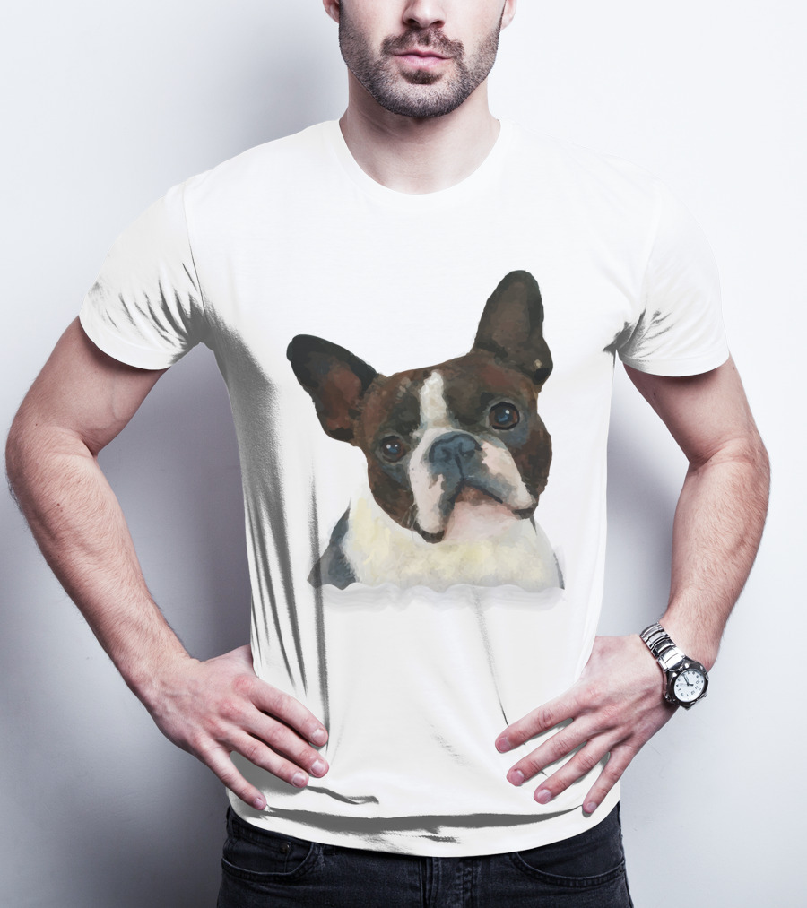 Watercolor French Bulldog Head T-Shirt