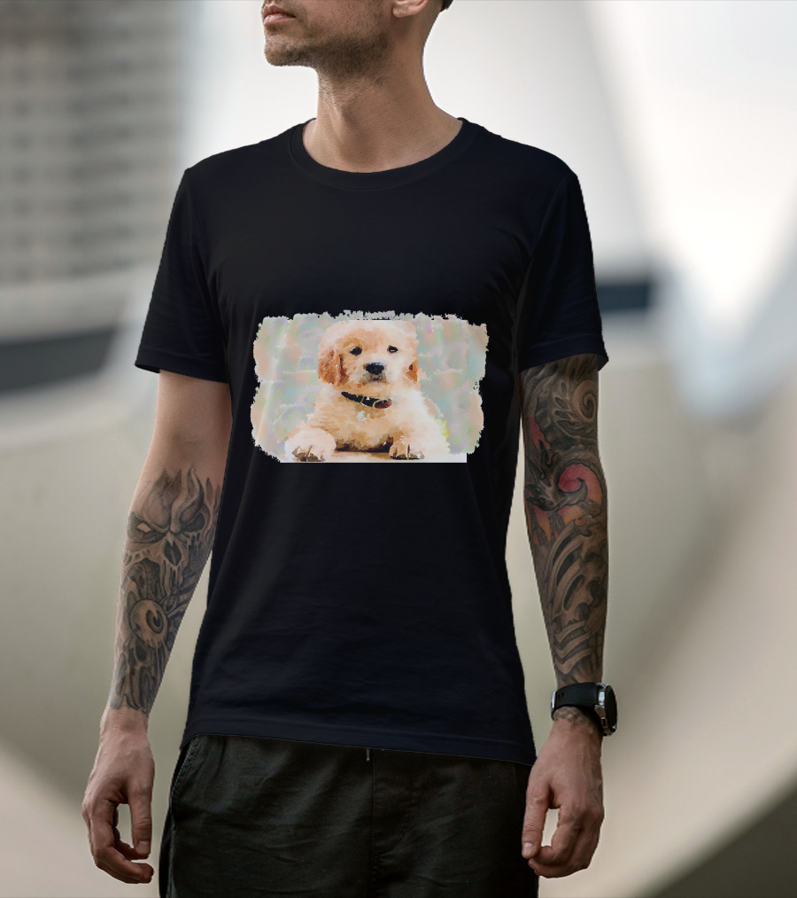 Watercolor Puppy Dog Golden Retriever Pastel Abstract T-Shirt