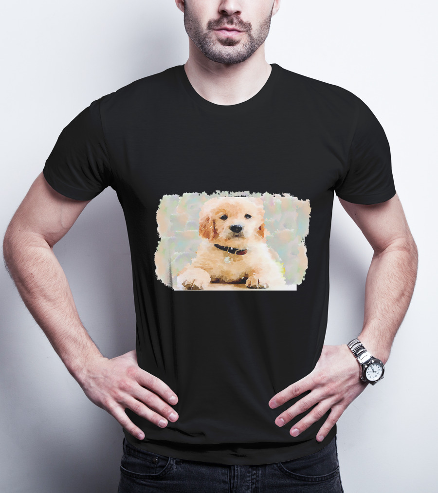 Watercolor Puppy Dog Golden Retriever Pastel Abstract T-Shirt