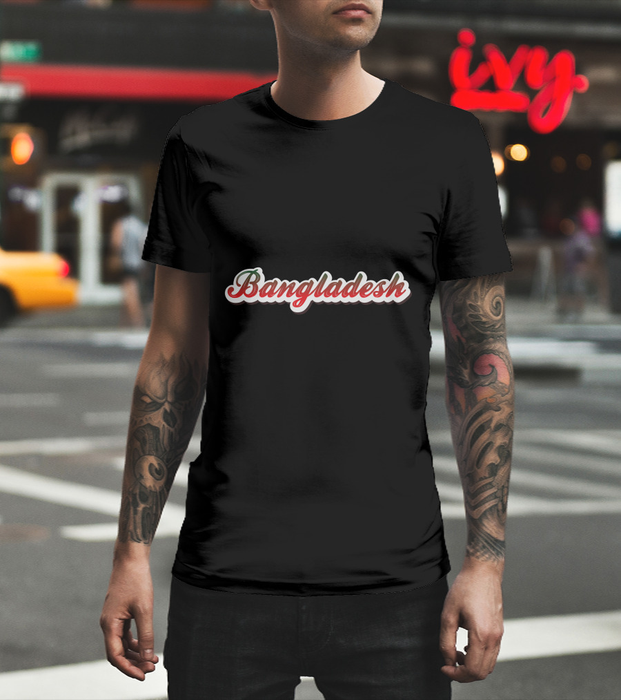 Bangladesh Green Red Script Font T-Shirt