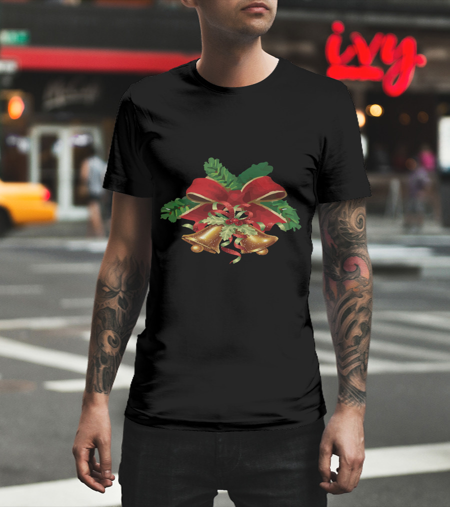 Christmas Bells Holly Ribbon Garland T-Shirt