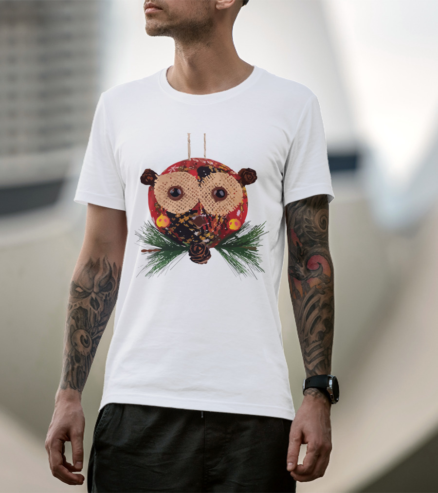 Christmas Ball Ornaments Owl With Pinecones And Greenery T-Shirt
