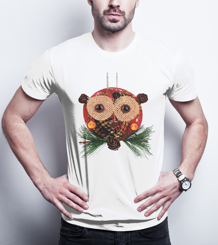 Christmas Ball Ornaments Owl With Pinecones And Greenery T-Shirt