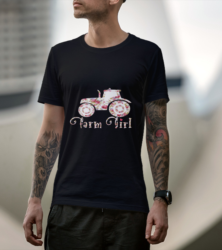 Farm Girl Floral Tractor T-Shirt