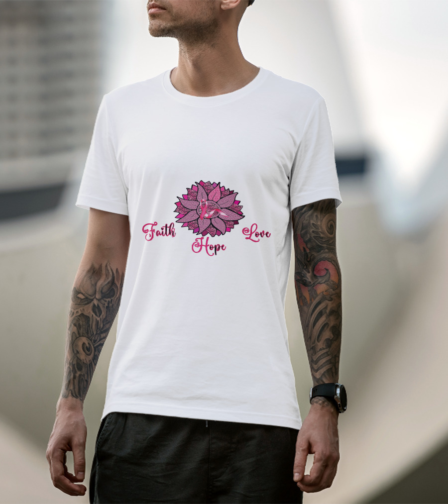 Faith Hope Love Pink Ribbon Leopard Sunflower T-Shirt
